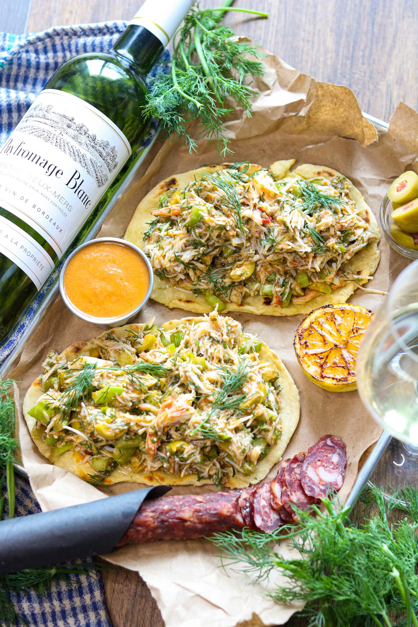 Pains plats au crabe | Sélections Oeno